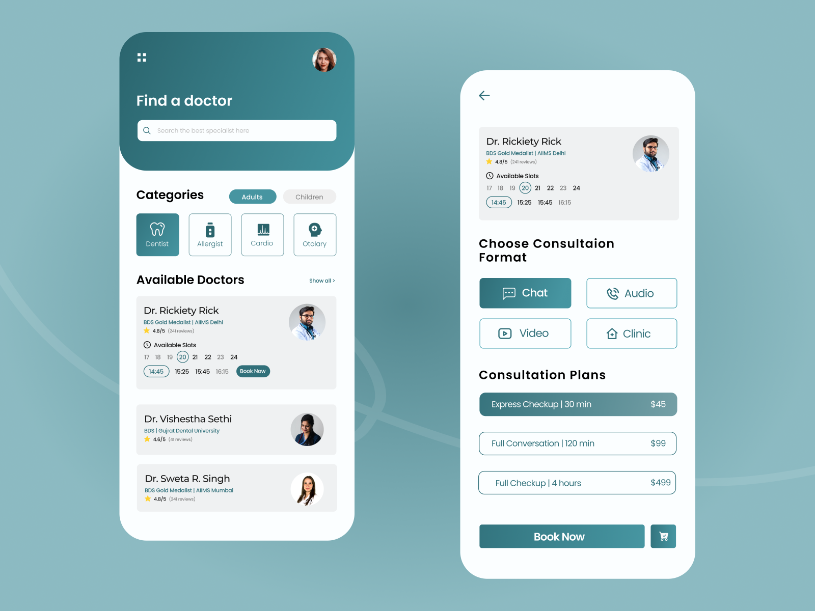 Doctor consultancy app UI by Pratik Raj on Dribbble