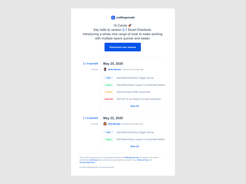 Product update email template by Sherif on Dribbble