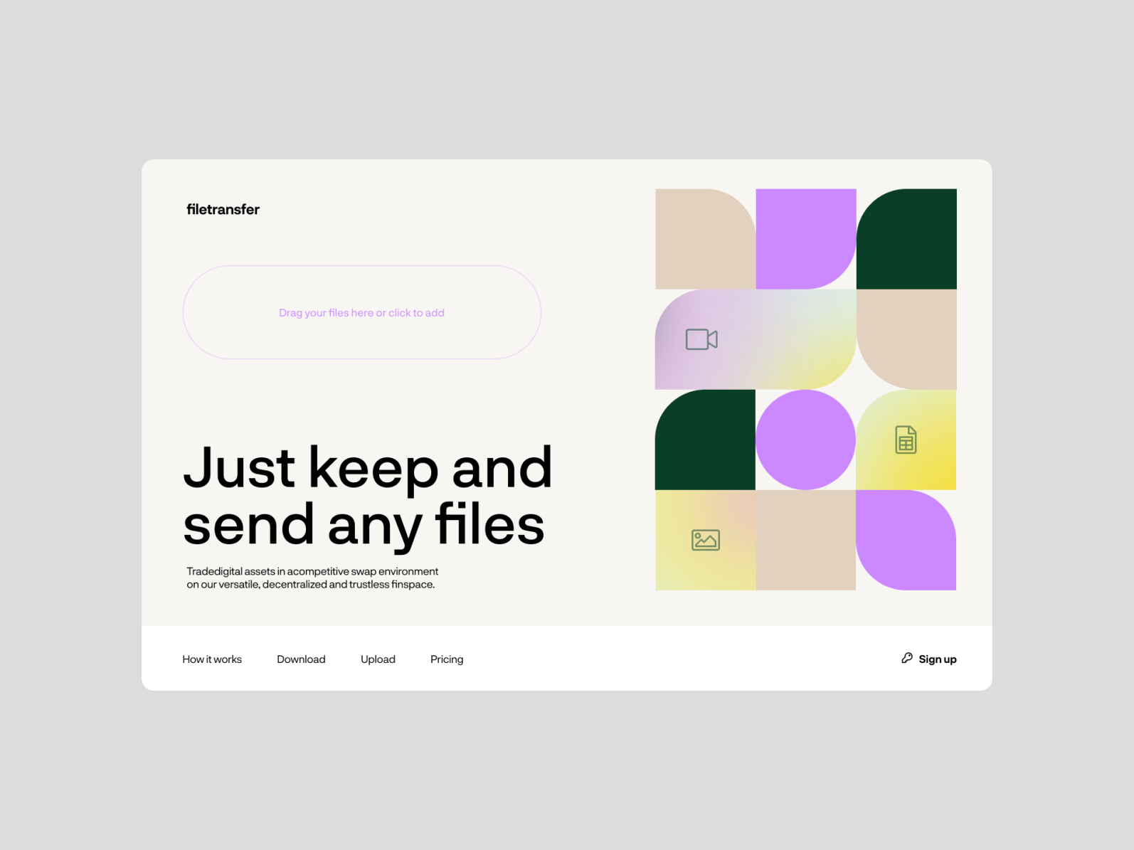 filetransfer website by Andrii Nesterenko on Dribbble