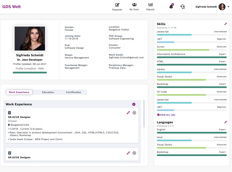 Personal profile view by GnanendraP on Dribbble