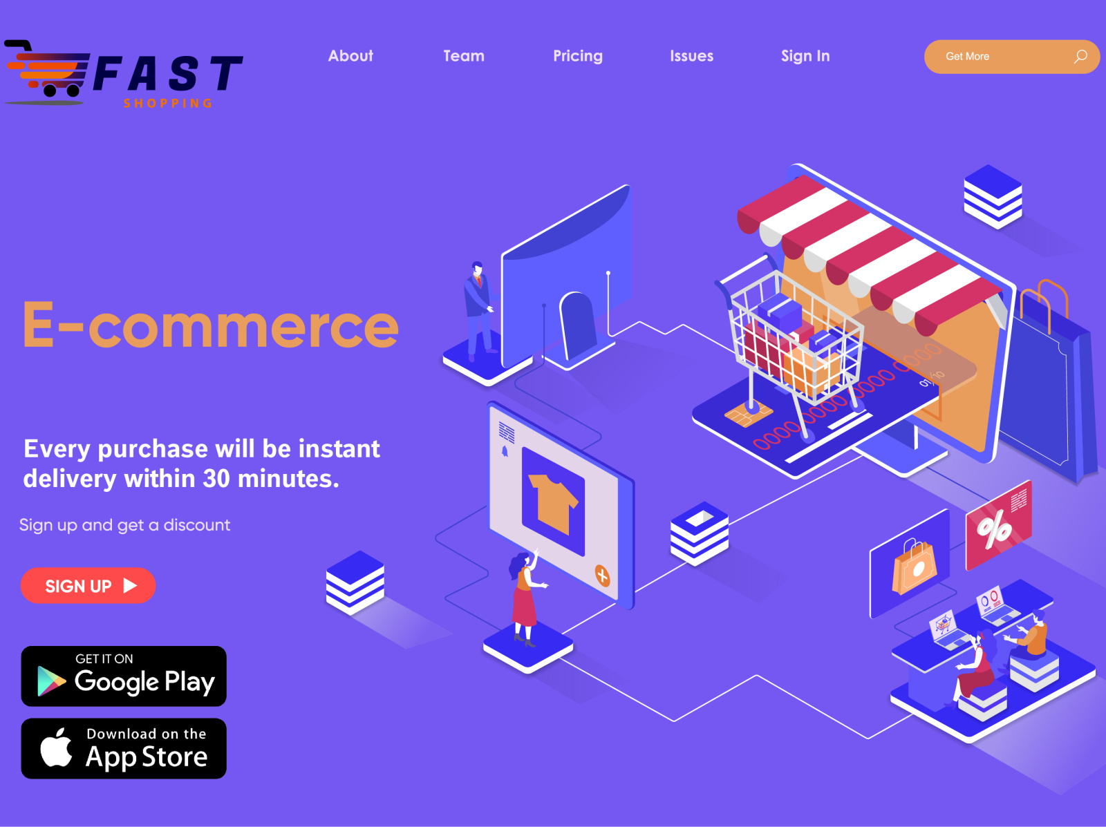E Commerce mobile app landing page. by GnanendraP on Dribbble