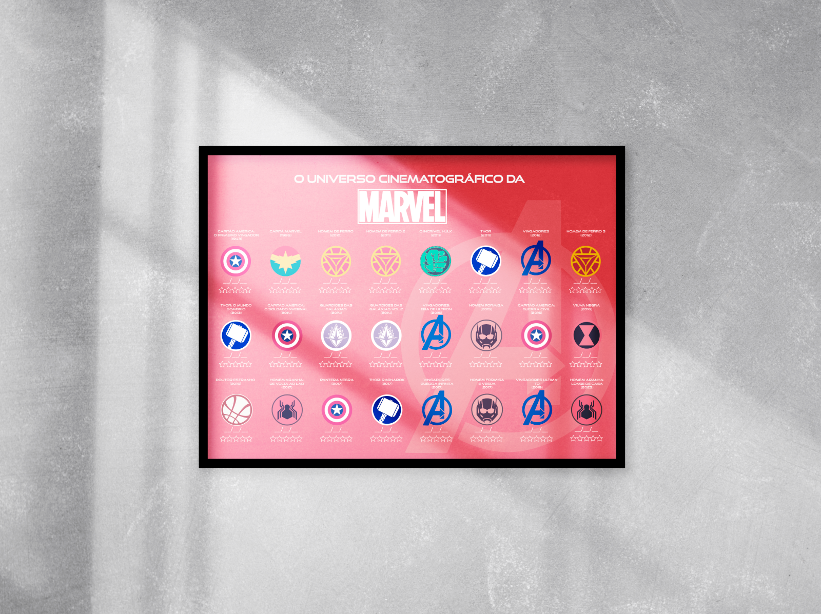 Red poster of Marvel's cinematic universe by Clara Batista Severo on ...