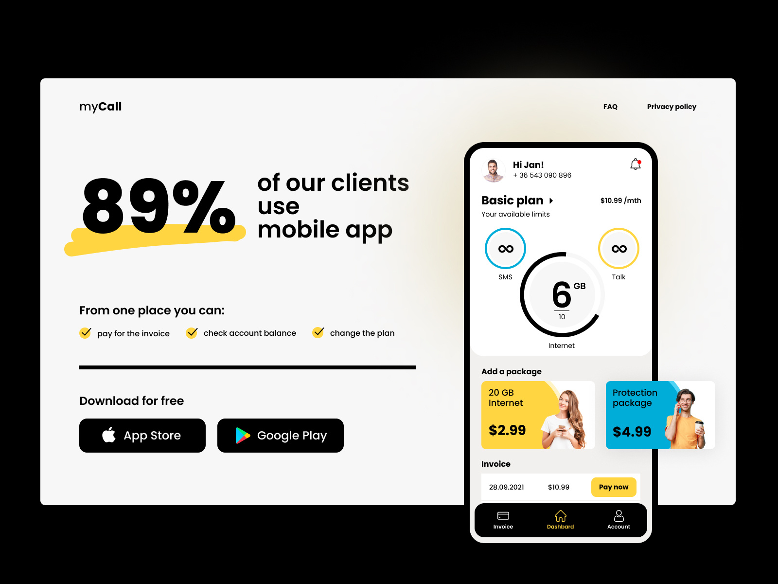 Landing Page of telecom operator app by Paulina Gac for Symetria UX on ...