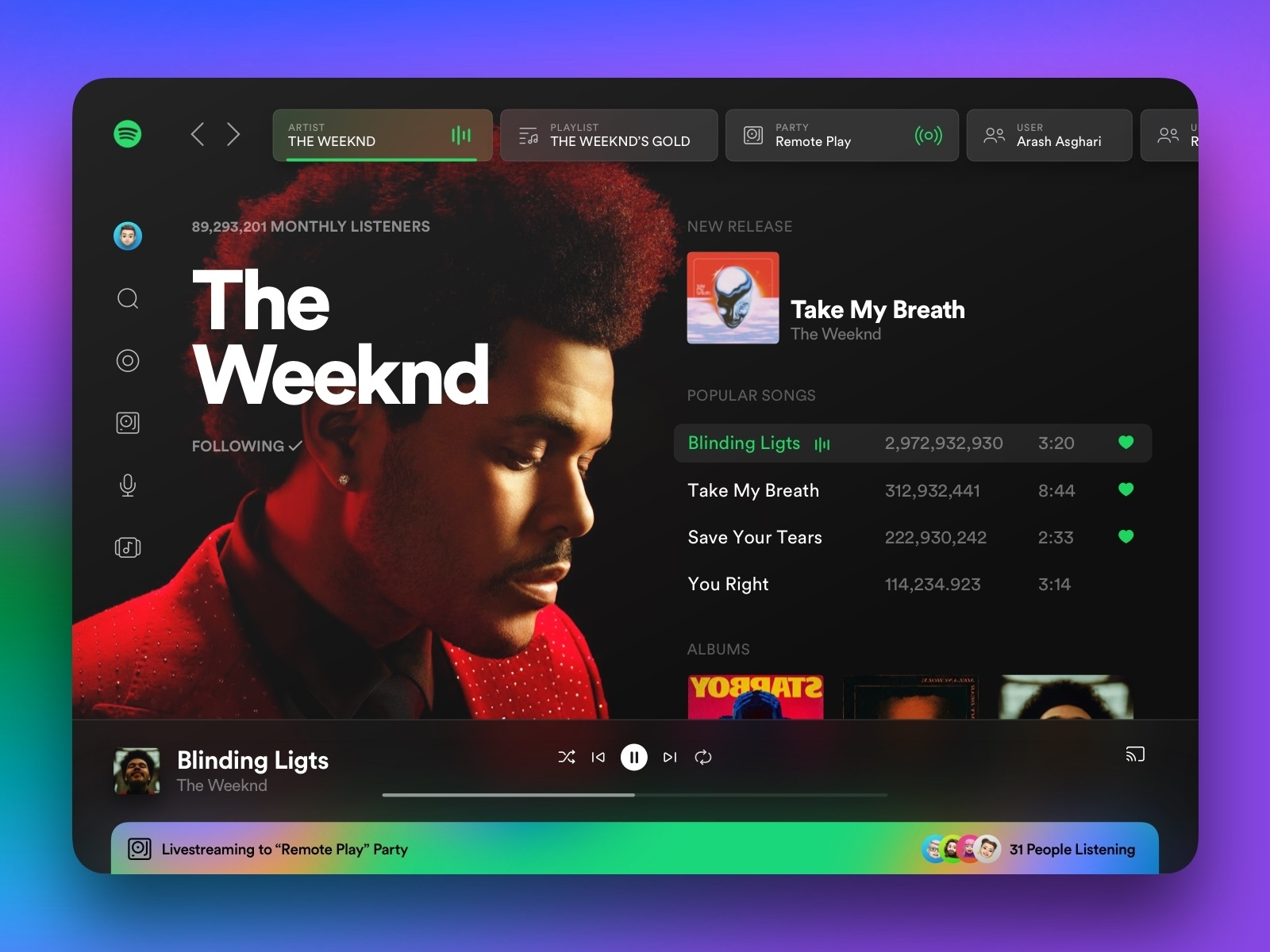 Spotify Reimagined - Tabs by ash for DeXign Studio on Dribbble
