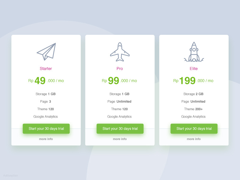 Pricing Card by Adit Septian on Dribbble