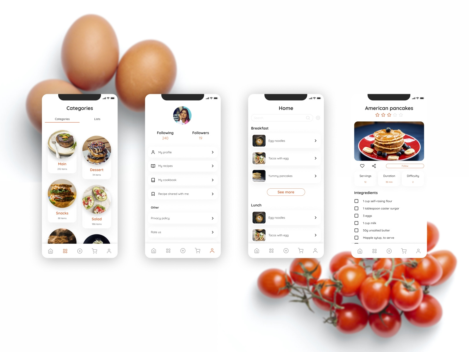 Food recipe app design by Bús Levente on Dribbble