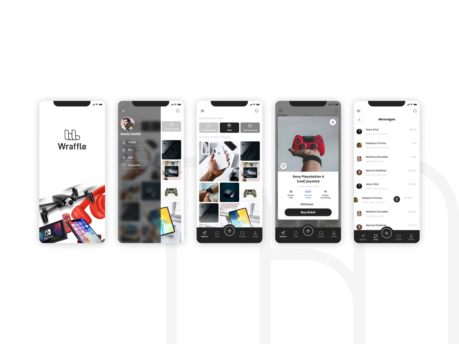 Raffle ticket shop app design by Bús Levente on Dribbble