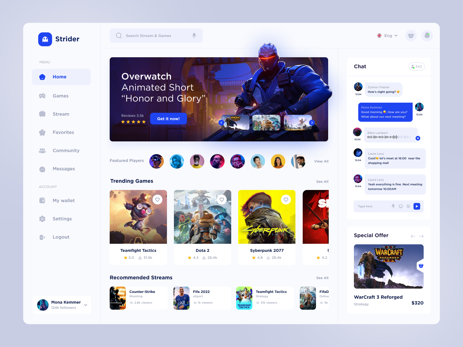 Games Dashboard by Adrian Gancarek on Dribbble