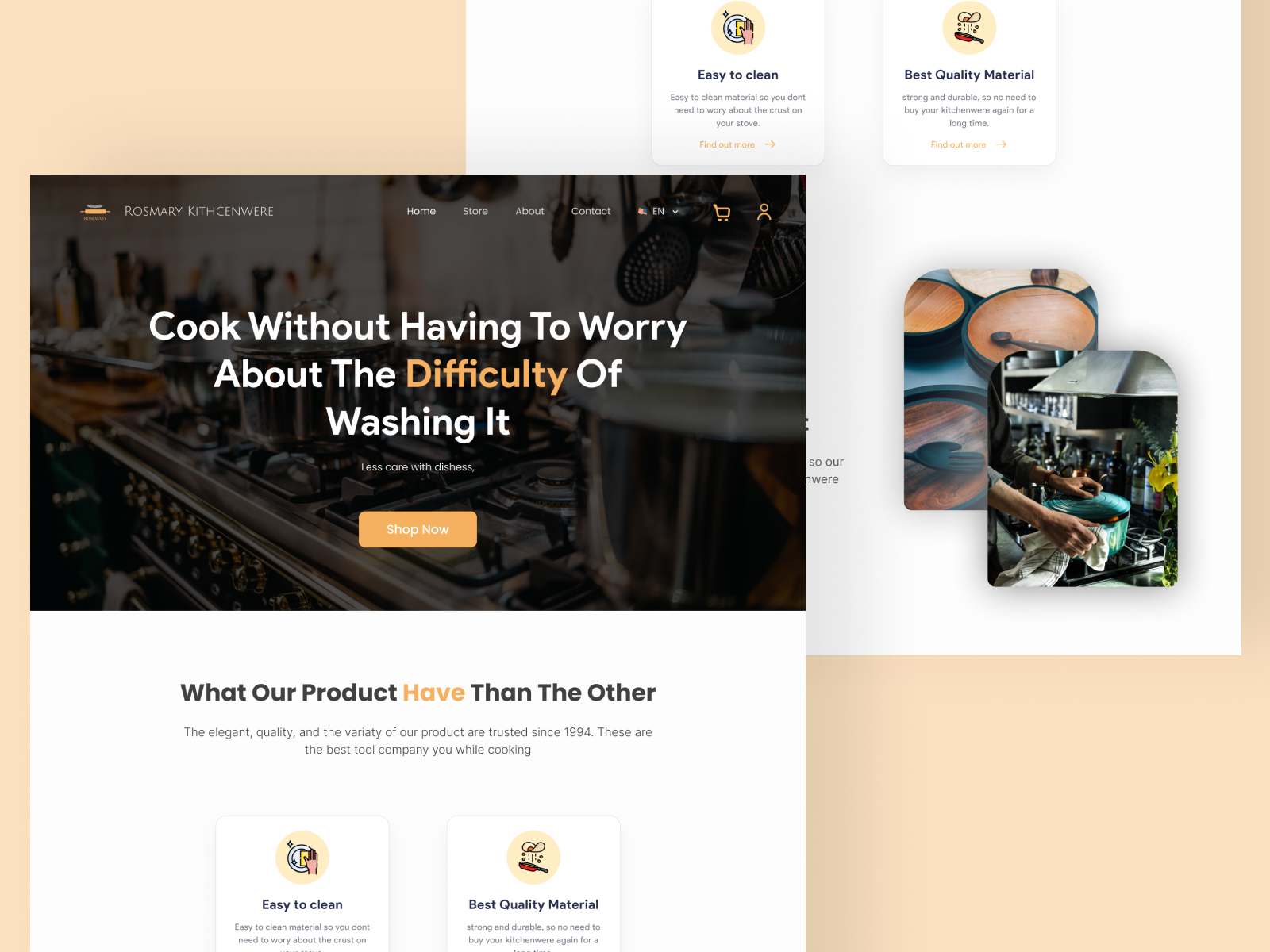 ROSMARY Kitchenware Website by hibban faries on Dribbble