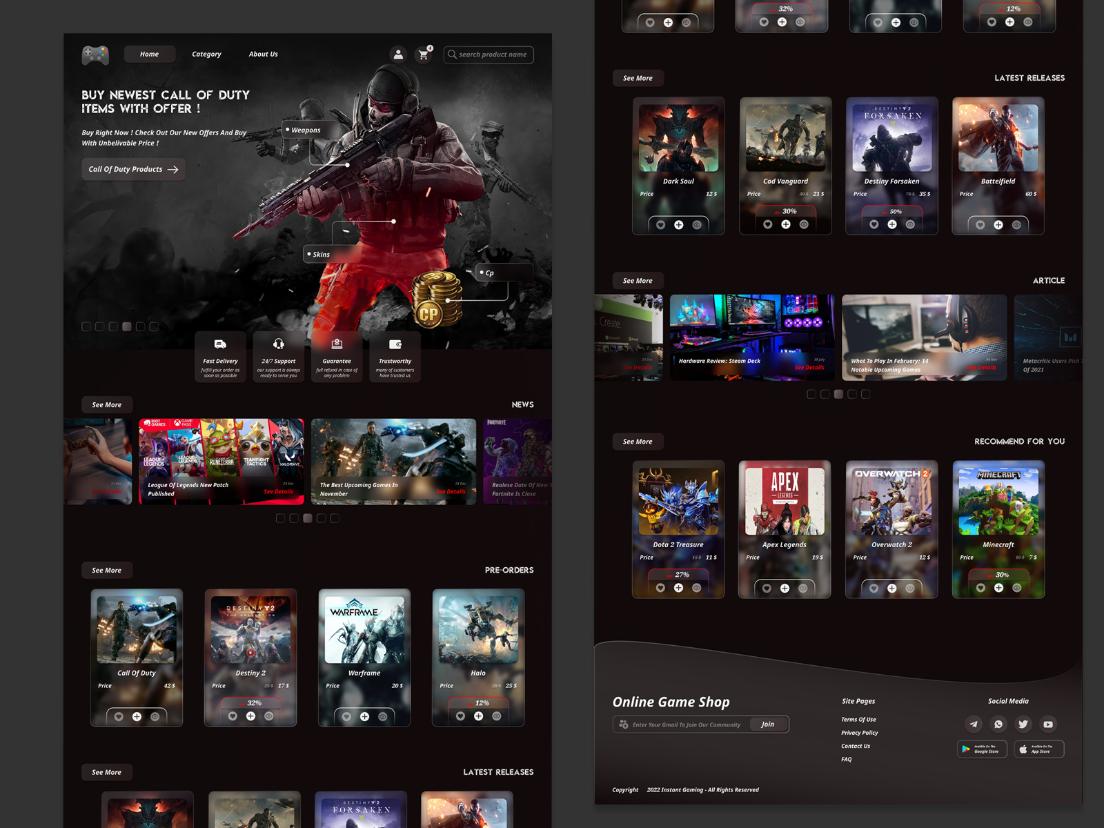 GAME SHOP MAIN PAGE by Reza pourbafrani on Dribbble