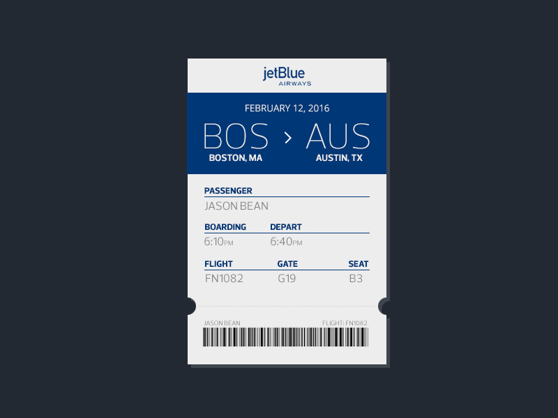 Boarding Pass By Jason Bean On Dribbble