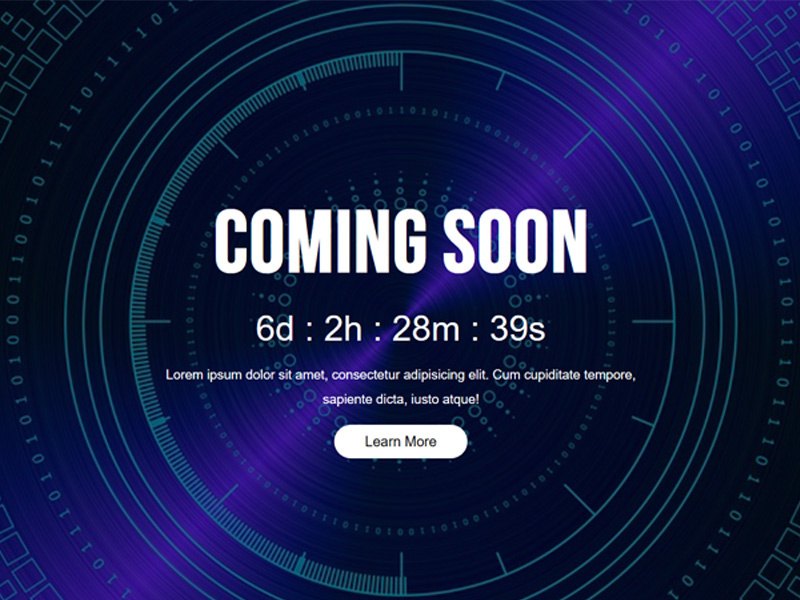 Coming soon page using JavaScript by divinectorweb on Dribbble