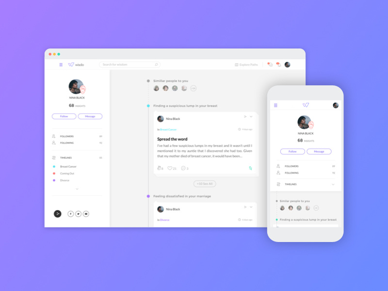 Profile timeline design by Elinor Weiss on Dribbble