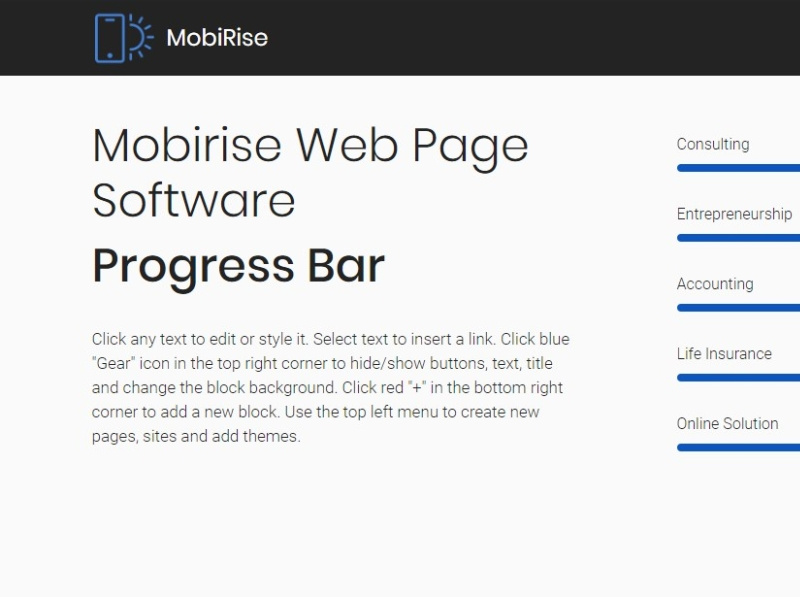 Mobirise Web Page Software — Progress Bar by Mobirise Builder on Dribbble