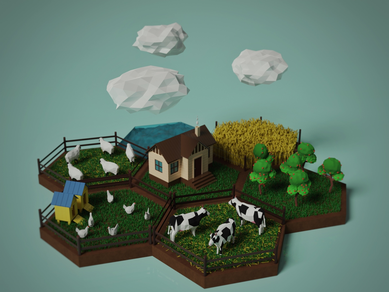Low poly farm by Mohsen on Dribbble