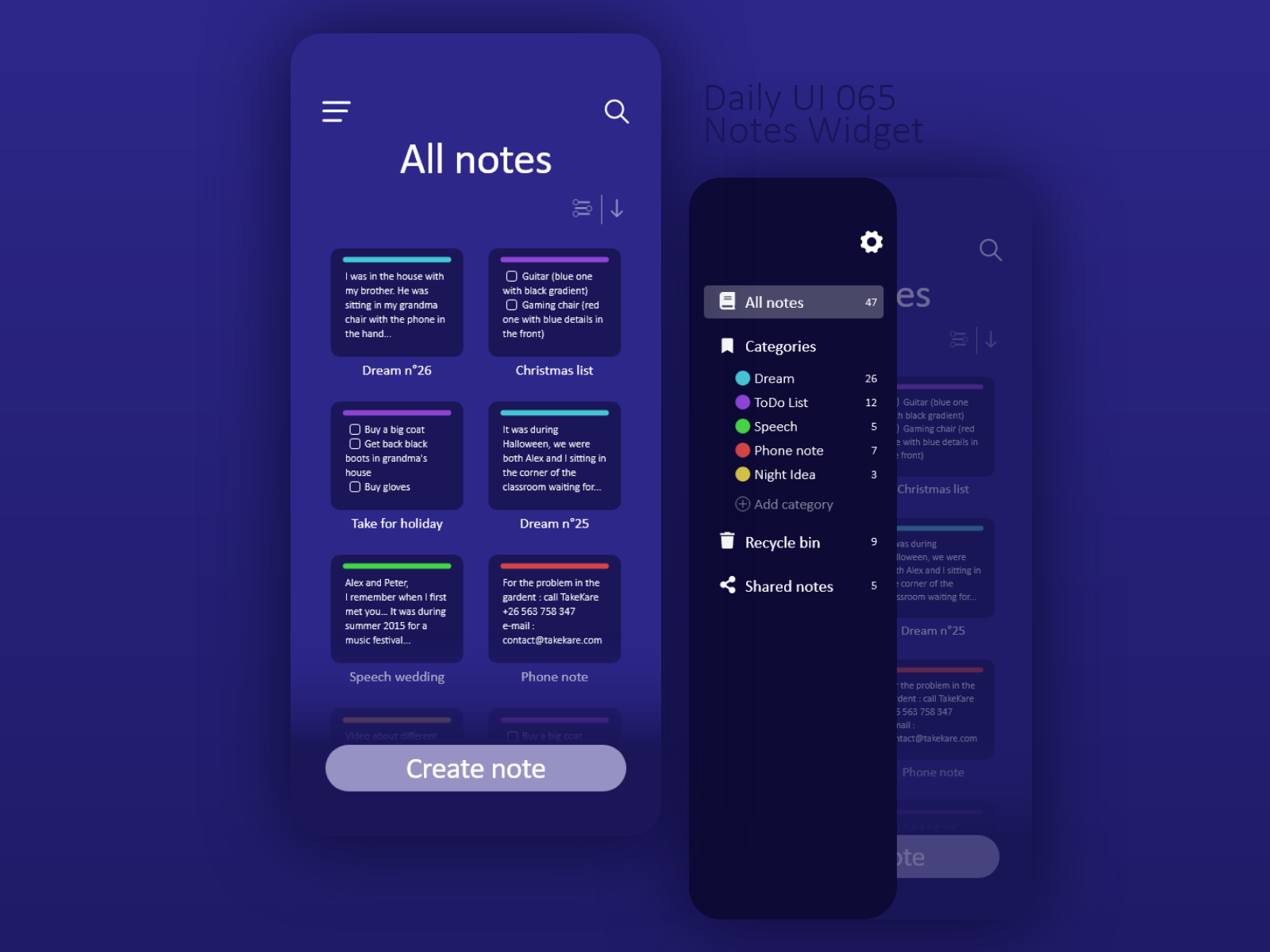 Daily UI 065 - Notes Widget by Dana on Dribbble