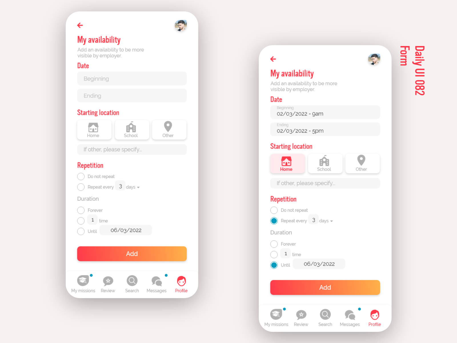 Daily UI 082 - Form by Dana on Dribbble