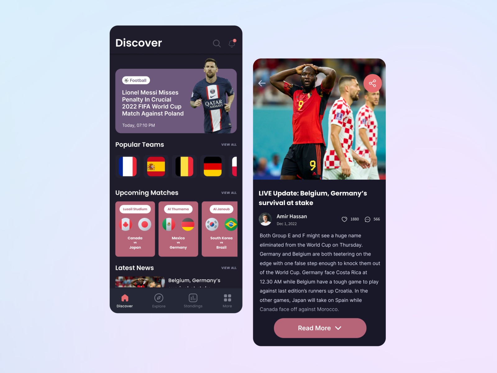 Football Updates Mobile App by Raffay Bin Moazzam on Dribbble