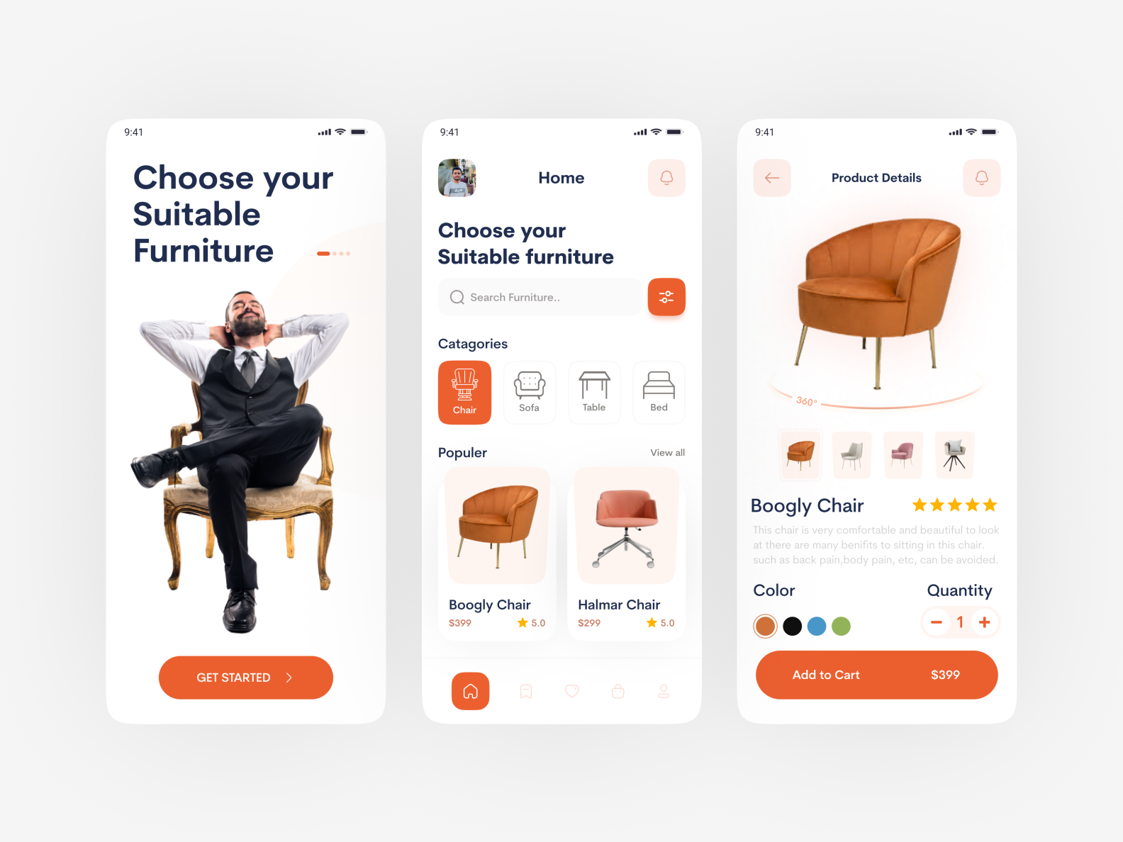 Furniture Shop Mobile App UI Design by arman ahamed on Dribbble