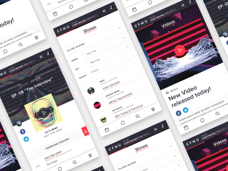 Music player web app layouts by Andrew Simons on Dribbble