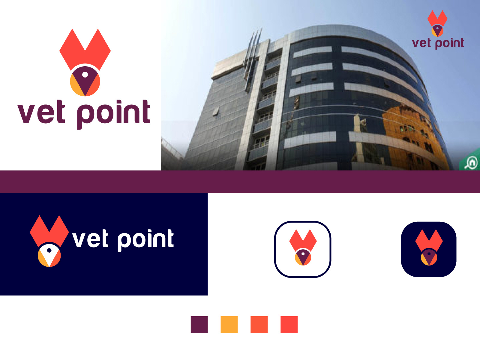 vet point, v round location modern and unique logo design by Md. Tarak ...