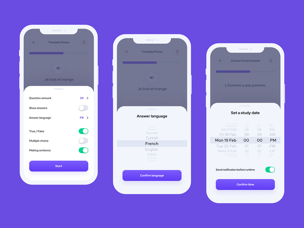 Language Learning App UI Kit by Emre Baştaş on Dribbble