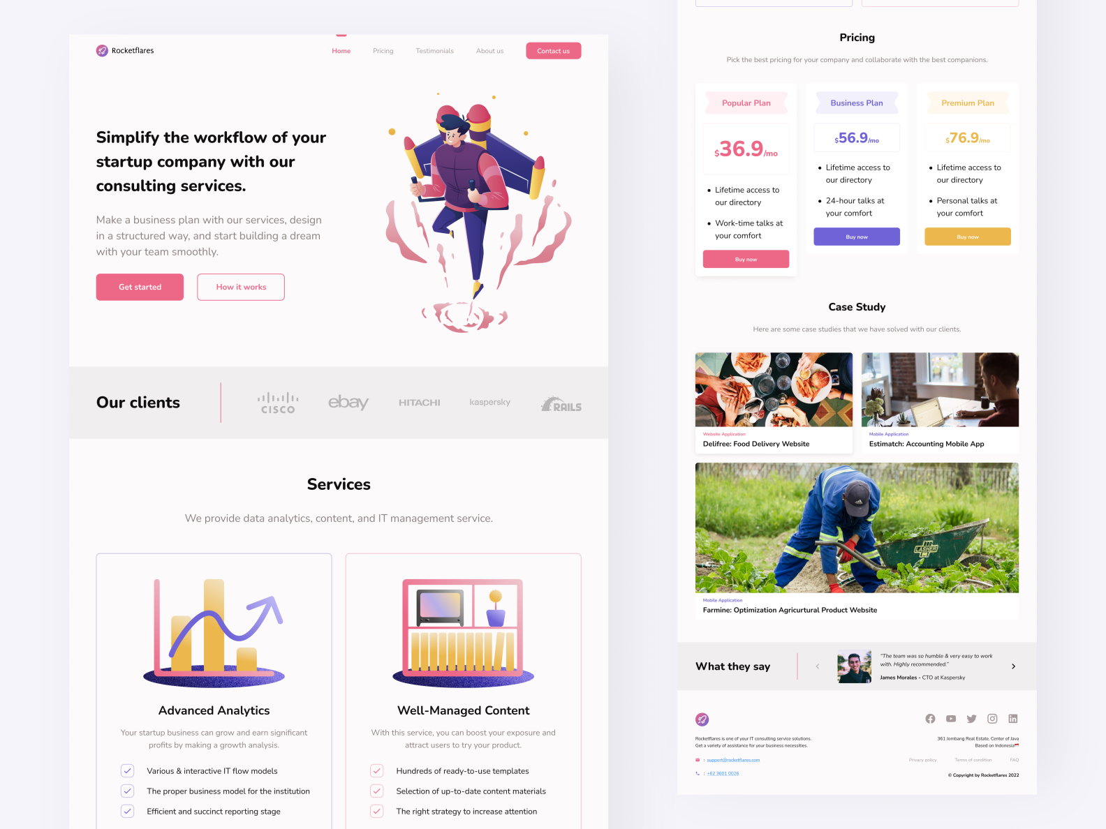 Rocketflares: IT Consulting Service Website by Benu Wisnu on Dribbble