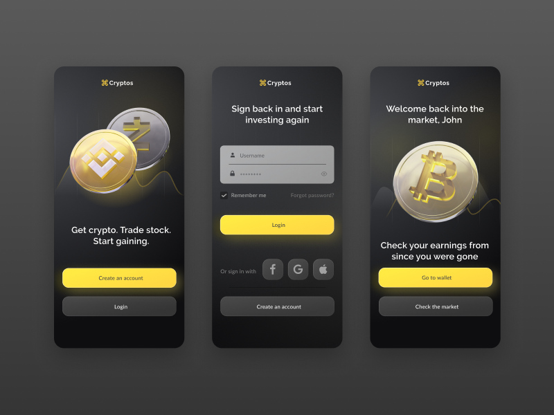 Daily UI 001 - Crypto Login / Sign-up by Martina Huertas on Dribbble