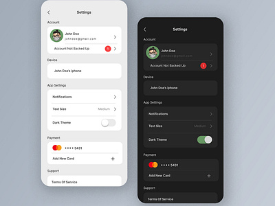 Daily Ui 007:: Settings by Racheal James on Dribbble