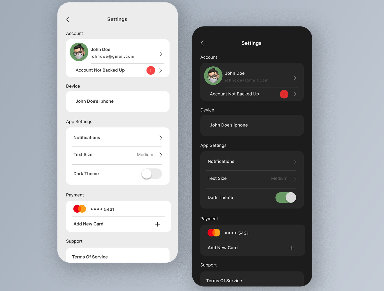 Daily Ui 007:: Settings by Racheal James on Dribbble