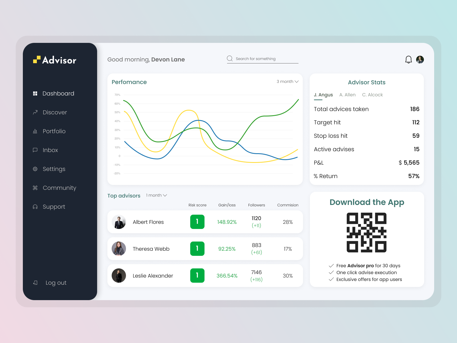 Portfolio Advisor Webapp concept by Gowtham Sidharth for HQ on Dribbble