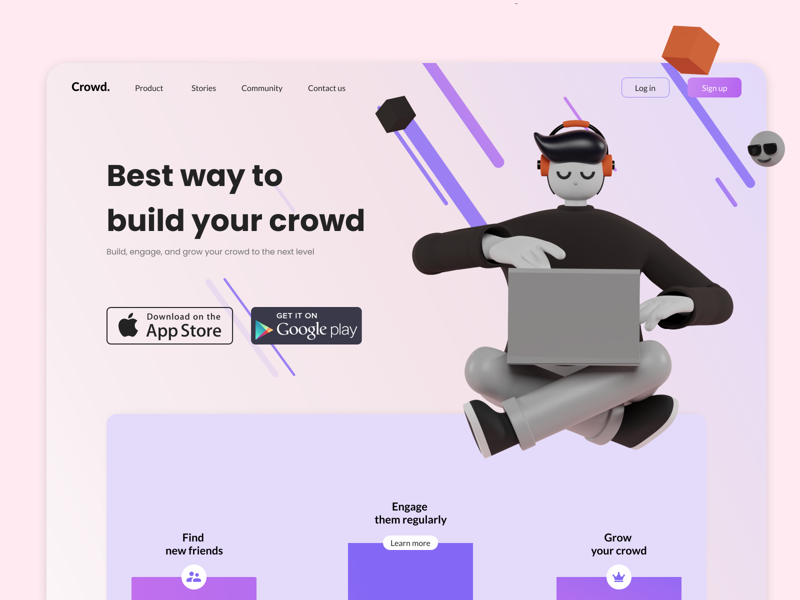 Crowd Website Landing page by Gowtham Sidharth for HQ on Dribbble