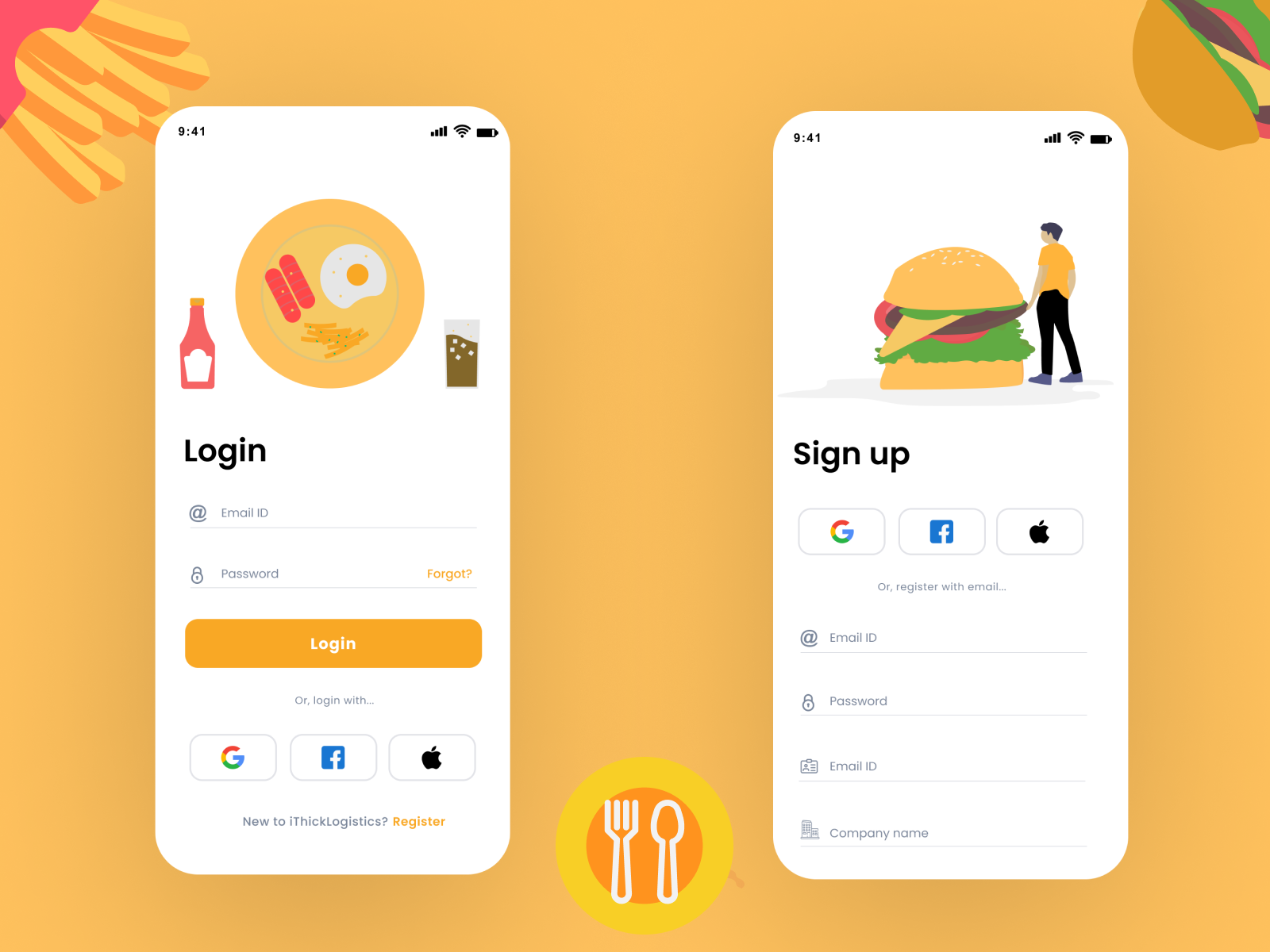 Food app Login by Syafiq Syabani on Dribbble