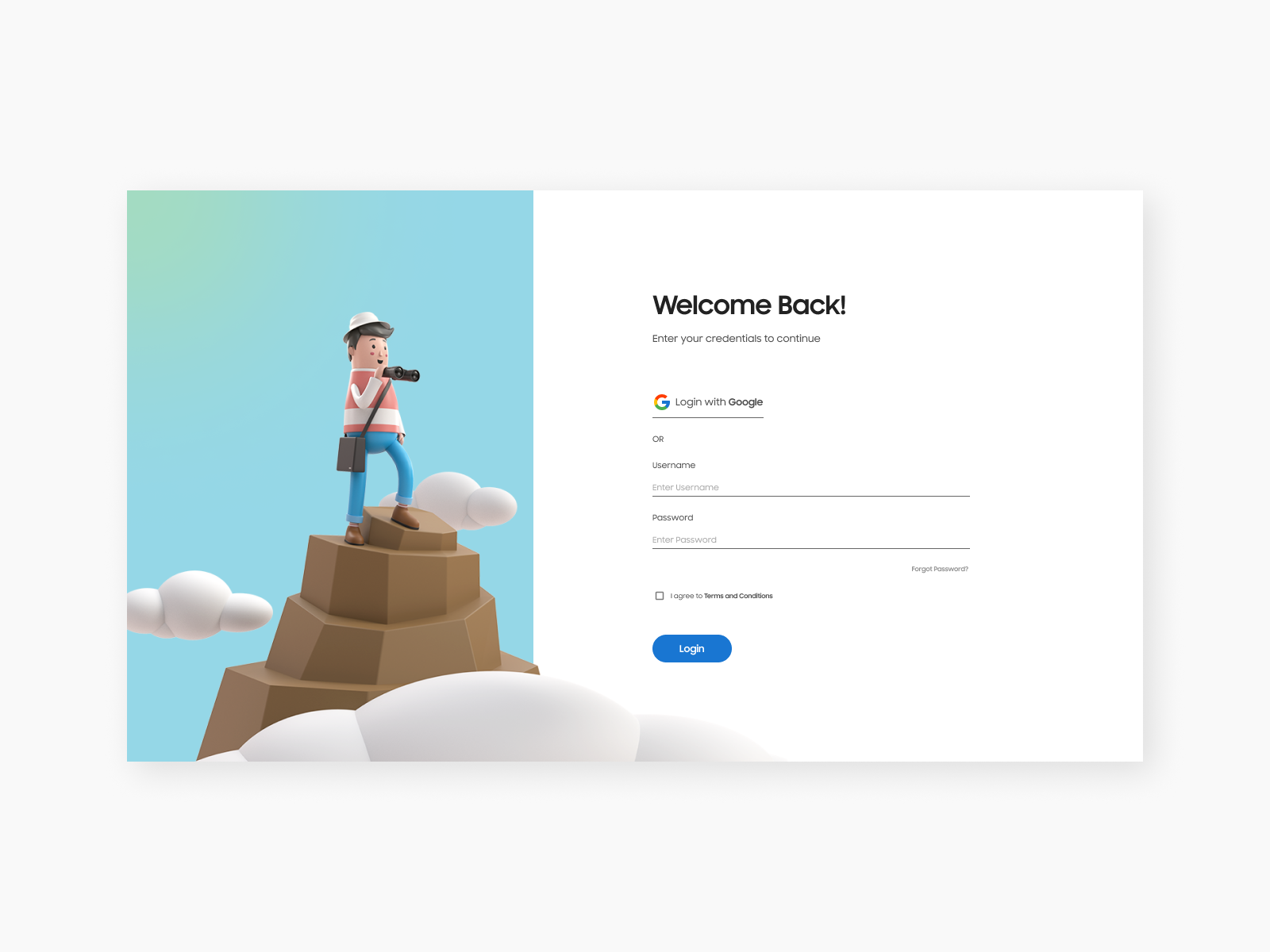 Login Page - Travel Website by Qamar Hussain on Dribbble