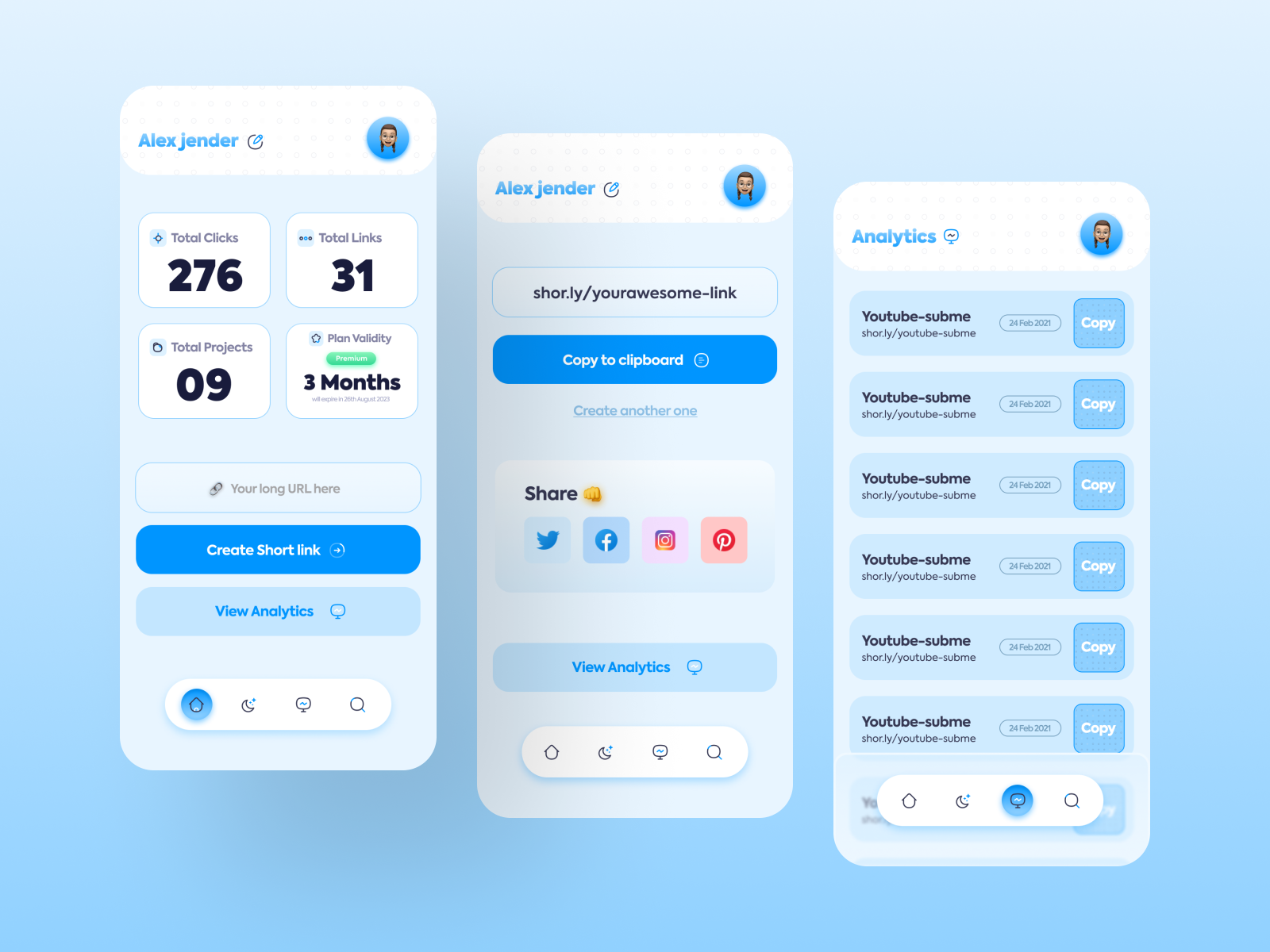 Link Shortner - App UI design by Farhan Mubin 🌿 on Dribbble