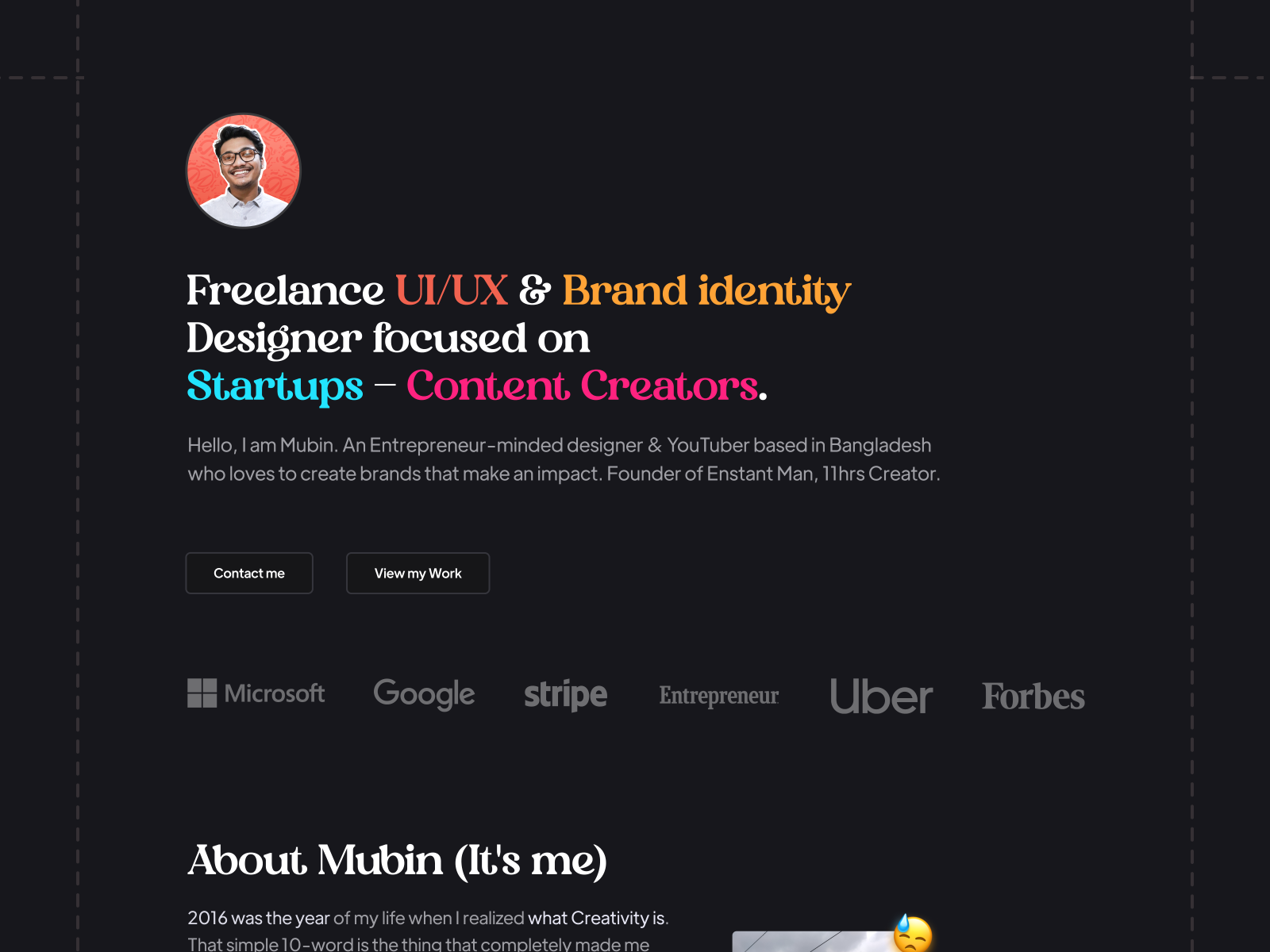 Personal Portfolio - Website Home Page Ui Design by Farhan Mubin 🌿 on ...