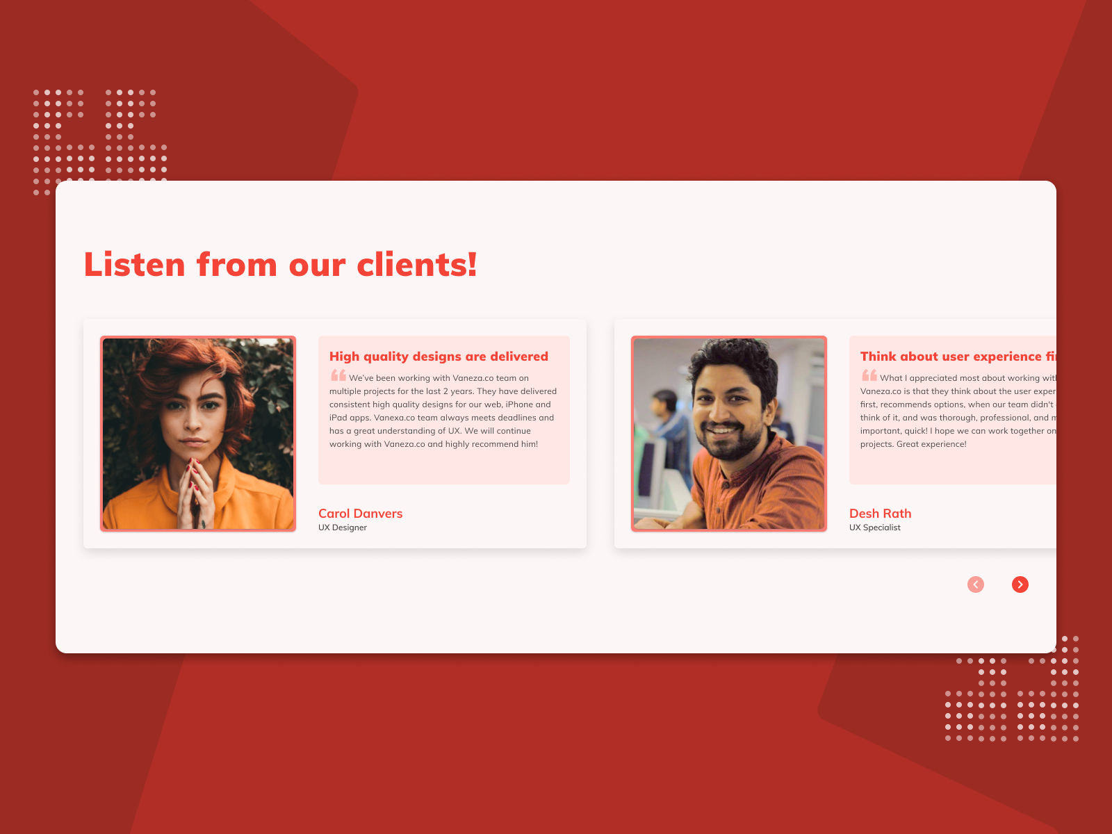 Testimonial Page for A UX/UI Website by Ankur Jangir on Dribbble