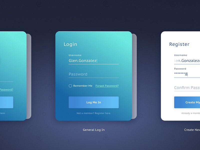 Login / Register by Yi Li on Dribbble
