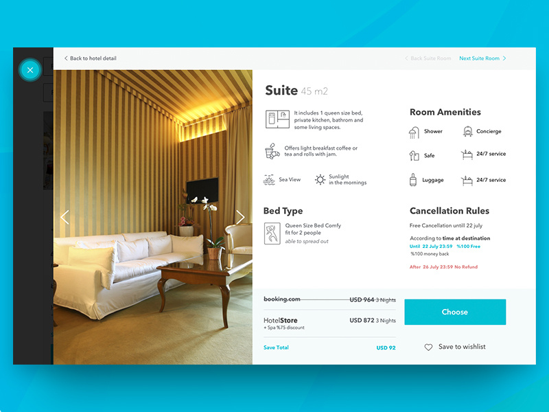 Hotel room details view pop-up by Adem AY on Dribbble