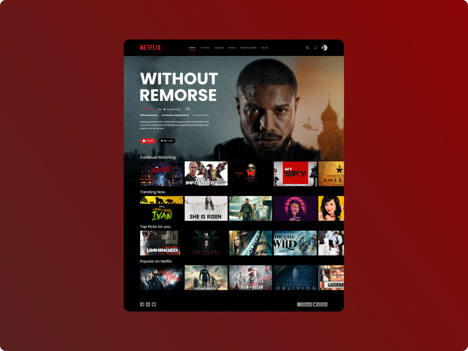 Netflix Web App UI by Adesina Oluwasanmi on Dribbble