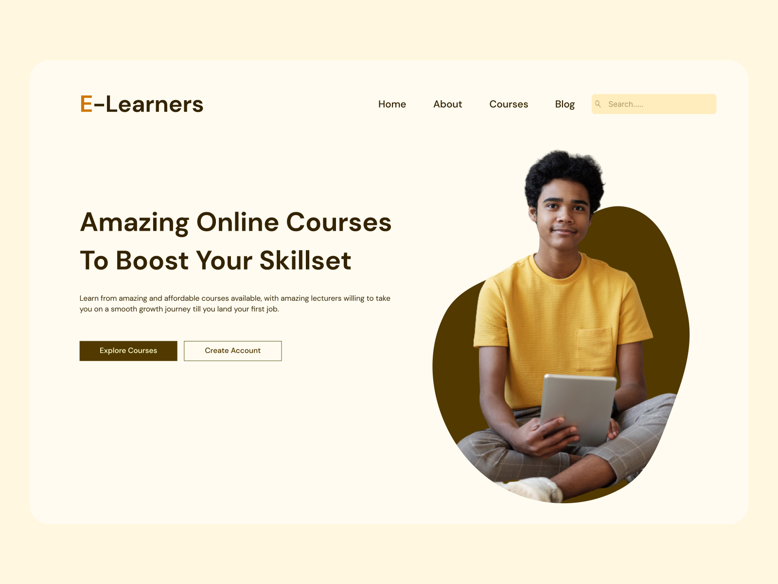 Hero Page of an e-learning platform by Adesina Oluwasanmi on Dribbble