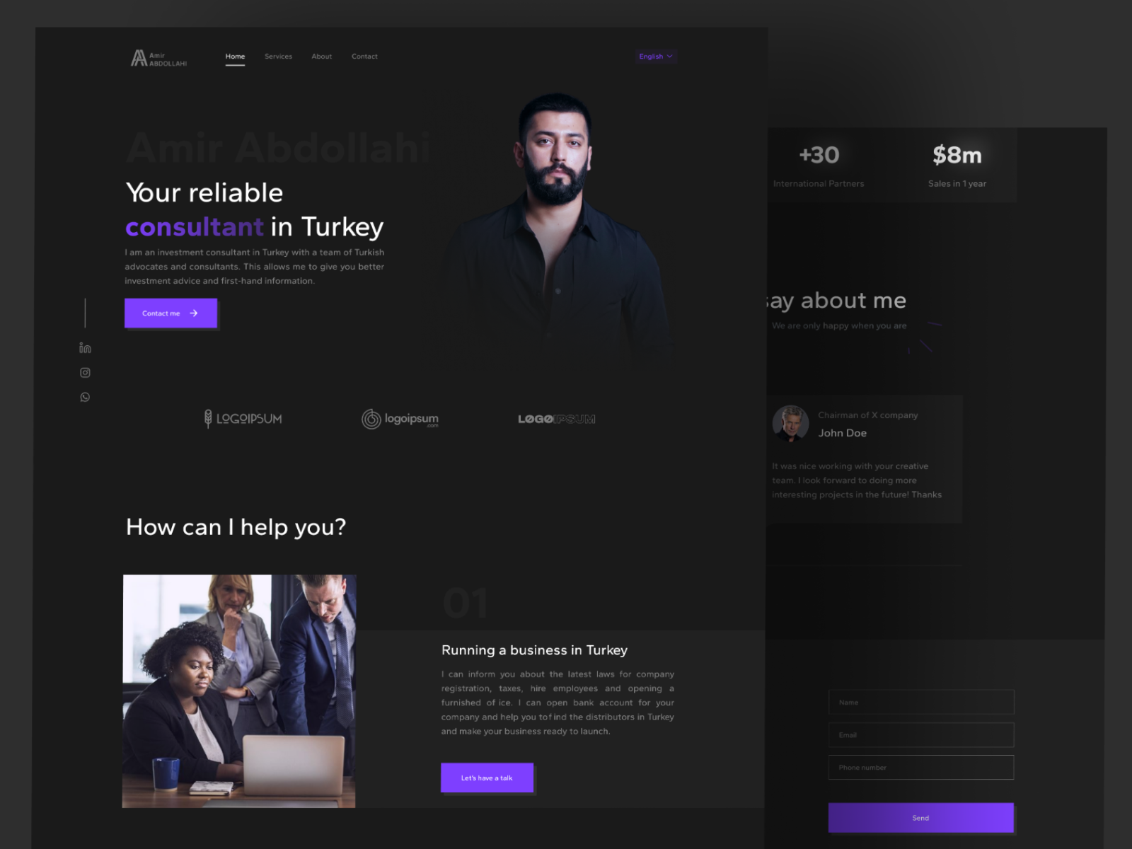 Personal Website - Amir Abdollahi by Mehrnaz Raoufi on Dribbble