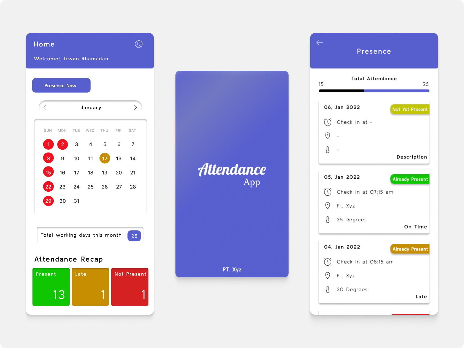 Attendance App by Irwan Rhamadan on Dribbble