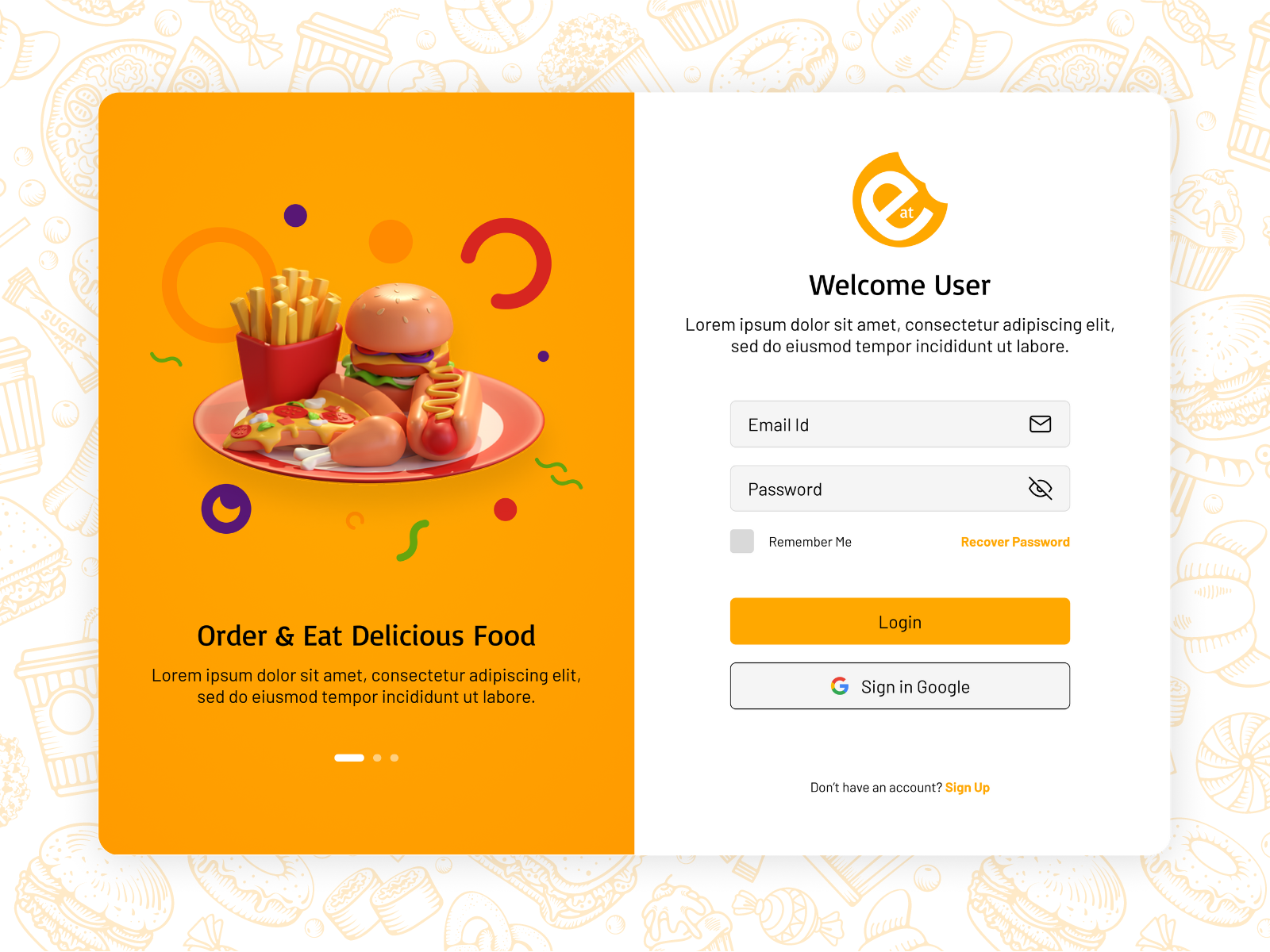 Dribbble - Eat Web - LOGIN SCREEN.png by SYED ASKAR ALI