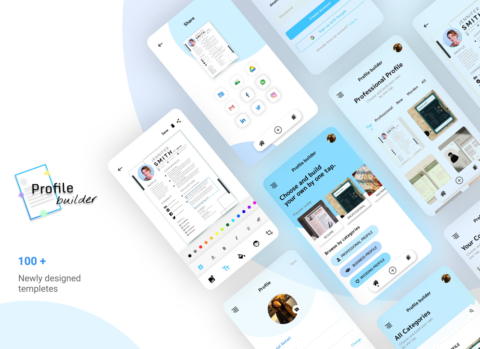 Profile Builder app Ux / UI by Ekta Sutariya on Dribbble