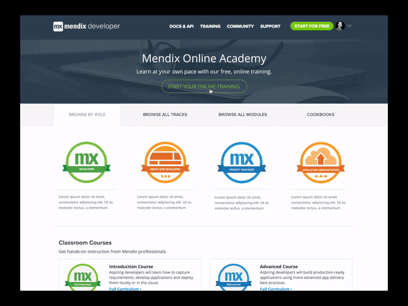 Mendix online academy design concept by Jeroen Verbaas for Mendix on Dribbble