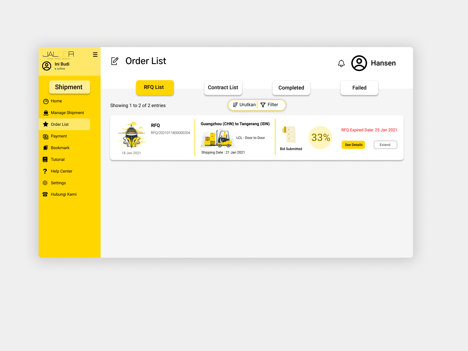Export Web for Order List Page UI Design by Aulia Andinia on Dribbble