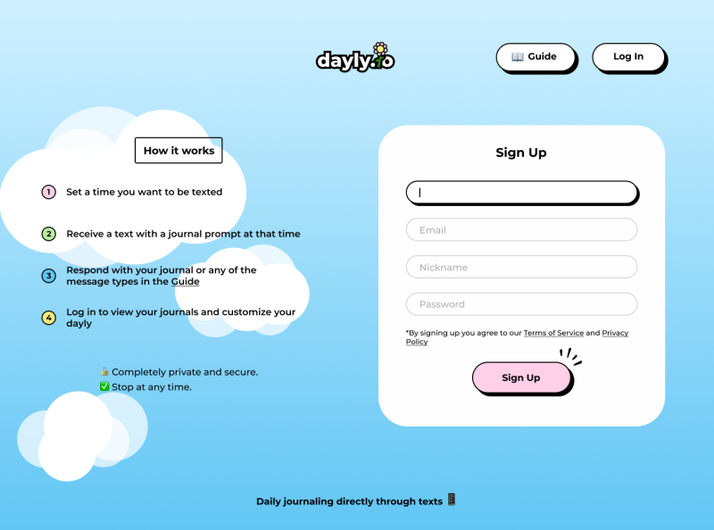 First draft for dayly.io landing page by Alden on Dribbble