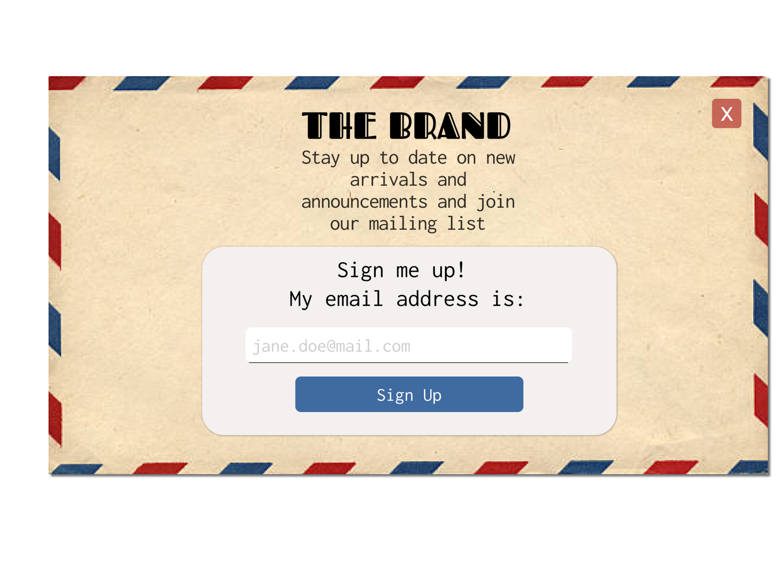 Pop Up / Overlay Mailing List Sign Up by Lisa Lavin on Dribbble