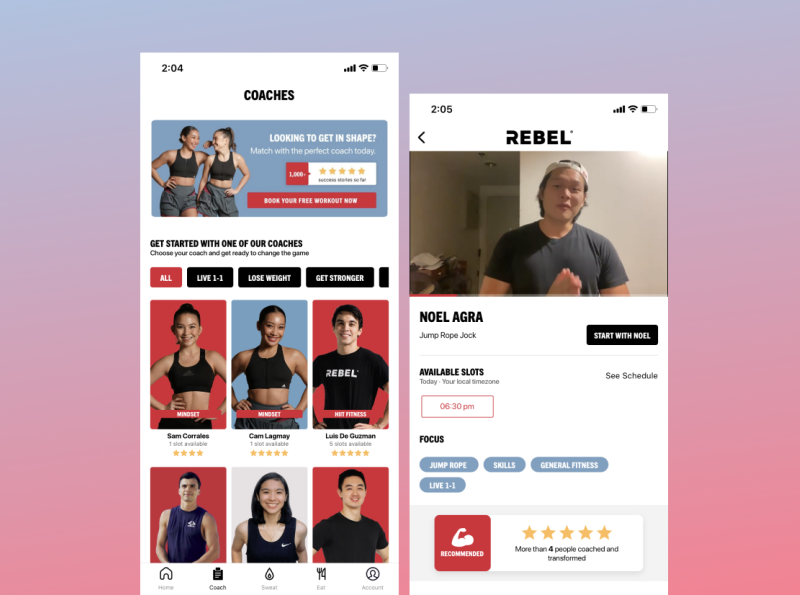 REBEL Fitness App: REBEL Coach by Maria Gracia Acogido on Dribbble